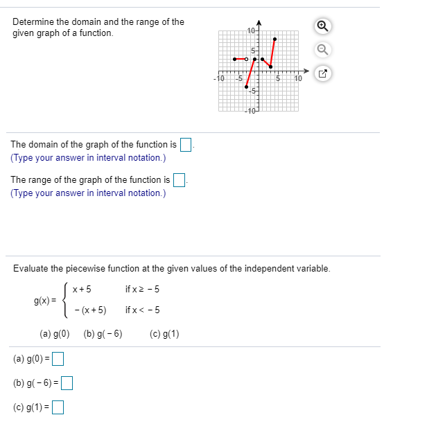 Solved Determine The Domain And The Range Of The Given Graph