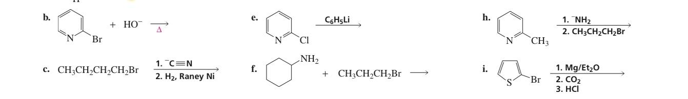 Solved b. e. C6H5Li h. + HO 1. NH2 2. CH3CH2CH2Br A N Br N | Chegg.com