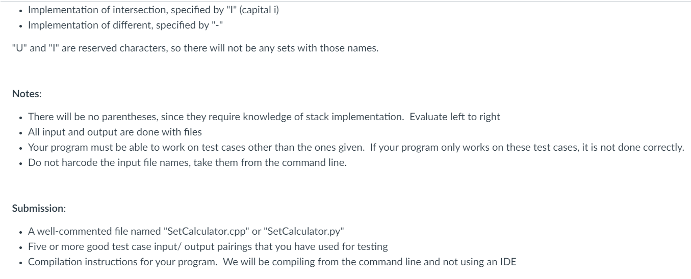 Solved Clarification: You will need to write your own set | Chegg.com