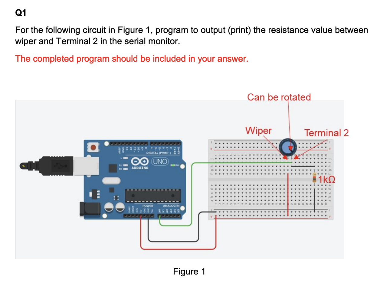 Solved For the following circuit in Figure 1, program to | Chegg.com