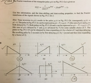 Solved 3.3-2 The Fourier transform of the triangular pulse | Chegg.com