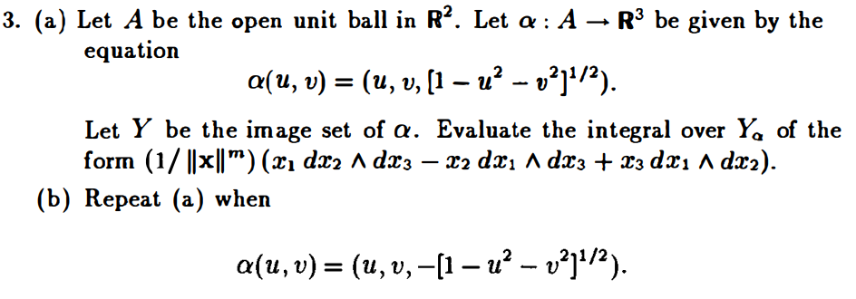 Solved (a) Let A be the open unit ball in R2. Let α:A→R3 be | Chegg.com