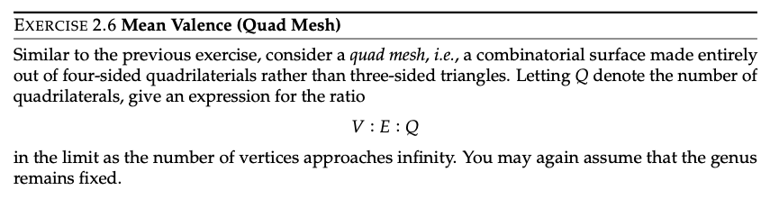 Solved EXERCISE 2.5 Mean Valence (Triangle Mesh) Show that | Chegg.com