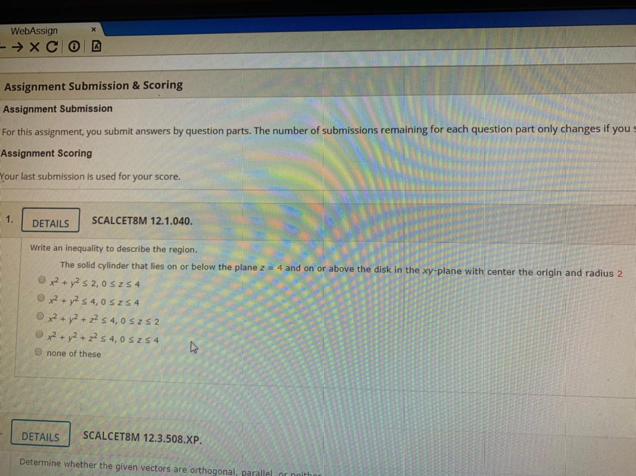 Solved х WebAssign -→XCIO Assignment Submission & Scoring | Chegg.com