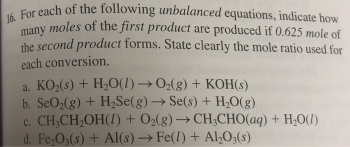Solved each of the following unbalanced equations, indicate | Chegg.com