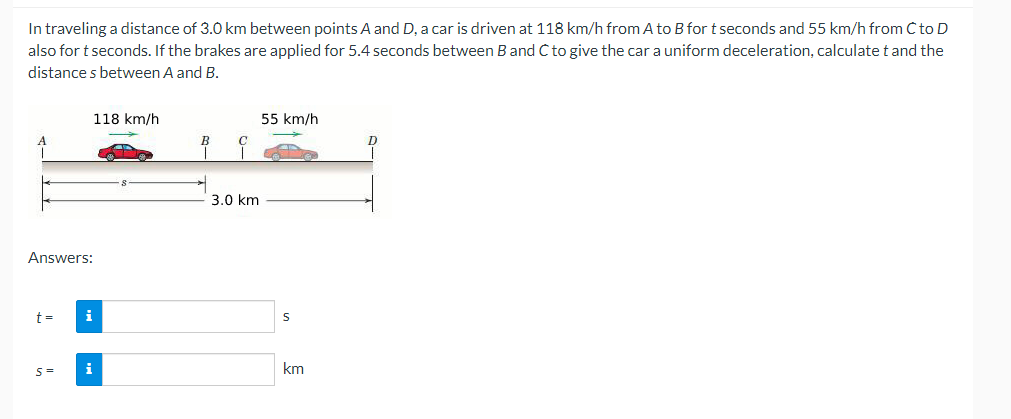 Solved In traveling a distance of 3.0 km between points A | Chegg.com