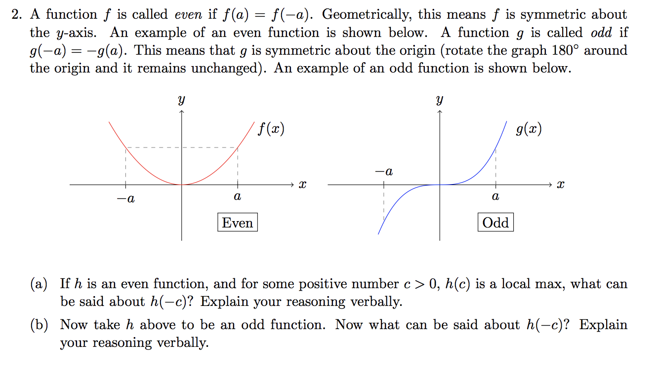 Solved 2. A function f is called even if f(a) = f(-a). | Chegg.com