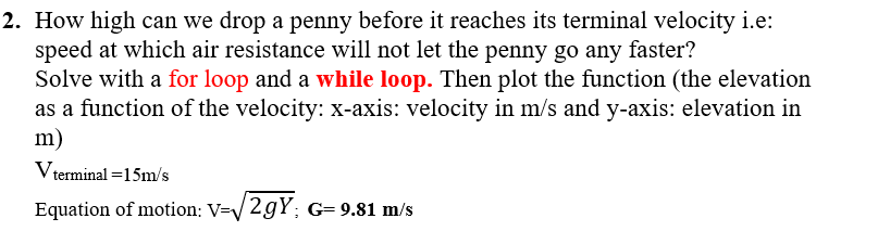 Solved 2. How high can we drop a penny before it reaches its | Chegg.com