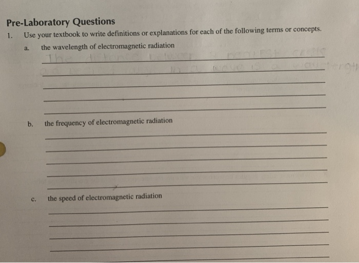 Solved Pre-Laboratory Questions 1. Use your textbook to | Chegg.com