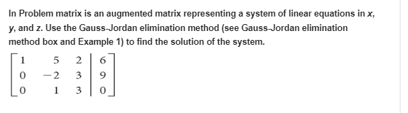 Solved In Problem matrix is an augmented matrix representing | Chegg.com