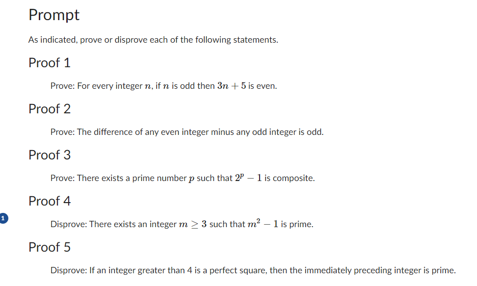 Solved Prompt As indicated, prove or disprove each of the | Chegg.com