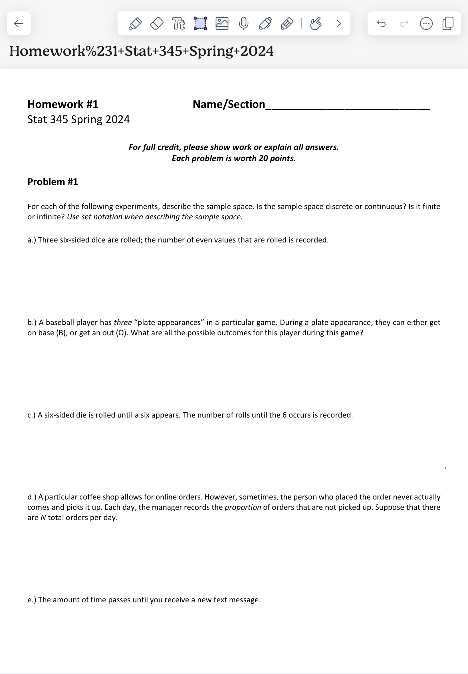 Solved Problem #1For each of the following experiments, | Chegg.com