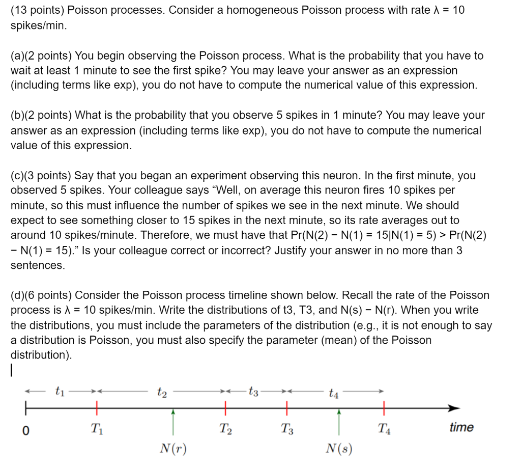 (13 points) Poisson processes. Consider a homogeneous | Chegg.com
