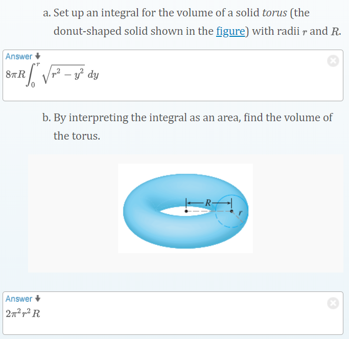 Solved a. Set up an integral for the volume of a solid torus | Chegg.com