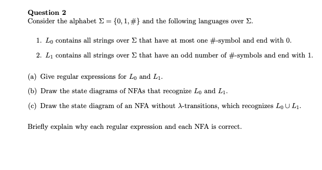 Question 2 Consider the alphabet Σ={0,1,#} and the | Chegg.com