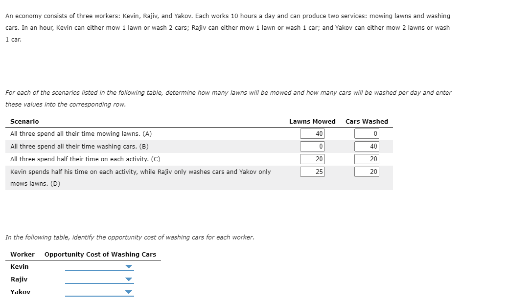 Solved In the following table, identify the opportunity cost | Chegg.com