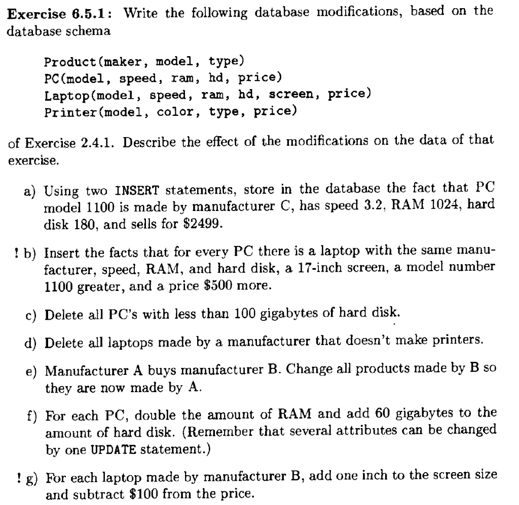 Solved Exercise 6.5.1: Write the following database | Chegg.com