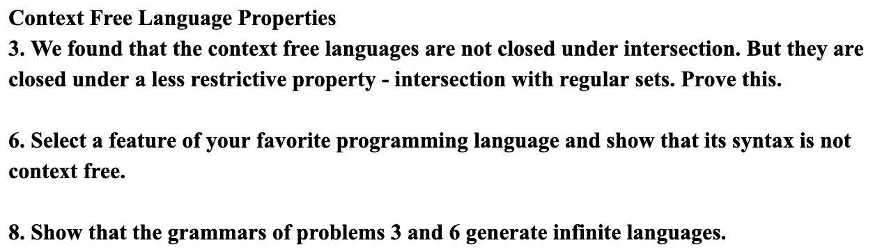 Solved Context Free Language Properties 3. We found that the | Chegg.com