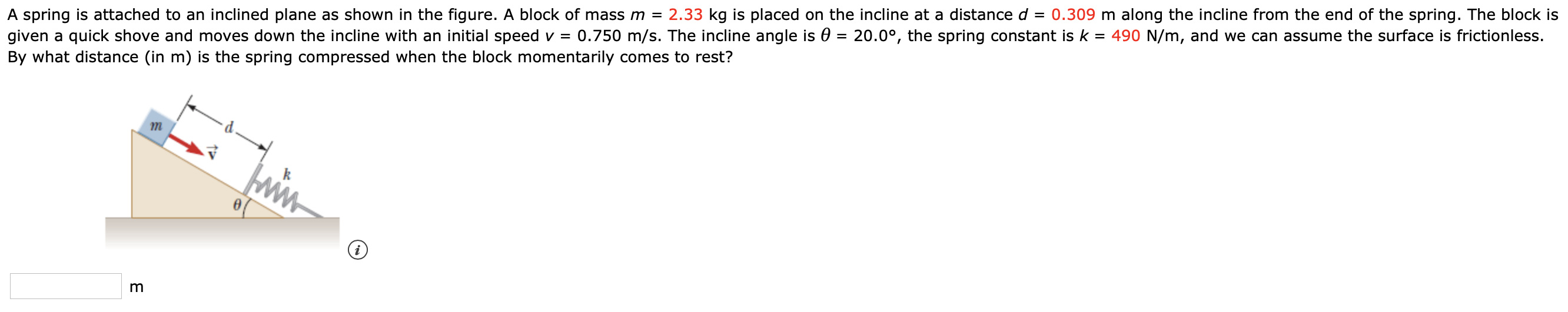 Solved A spring is attached to an inclined plane as shown in | Chegg.com