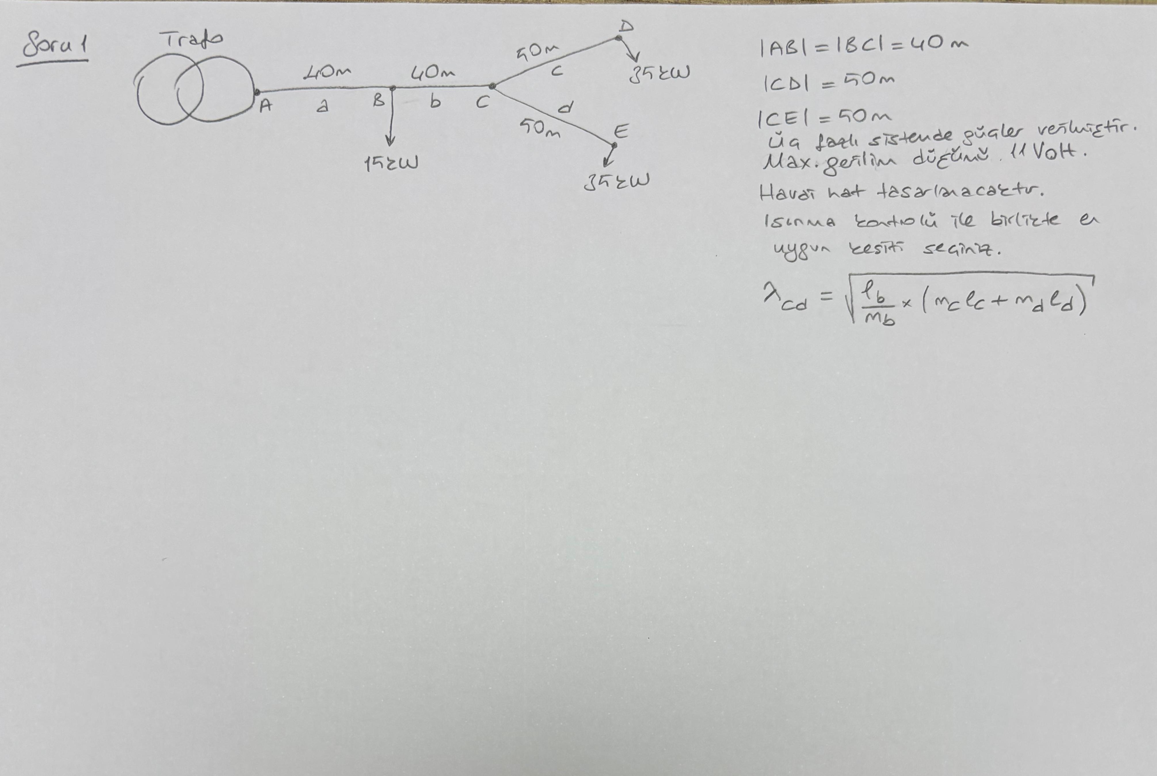 Solved by an EXPERT Soru 1|AB|=|BC|=40m|CD|=50m|CE|=50müa ﻿foell ...