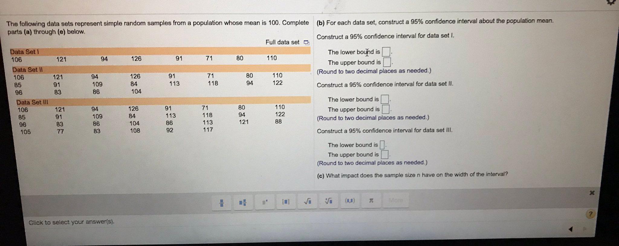 Solved The following data sets represent simple random | Chegg.com