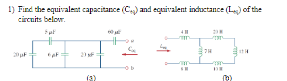 Solved 1) Find the equivalent capacitance (Ceq) and | Chegg.com