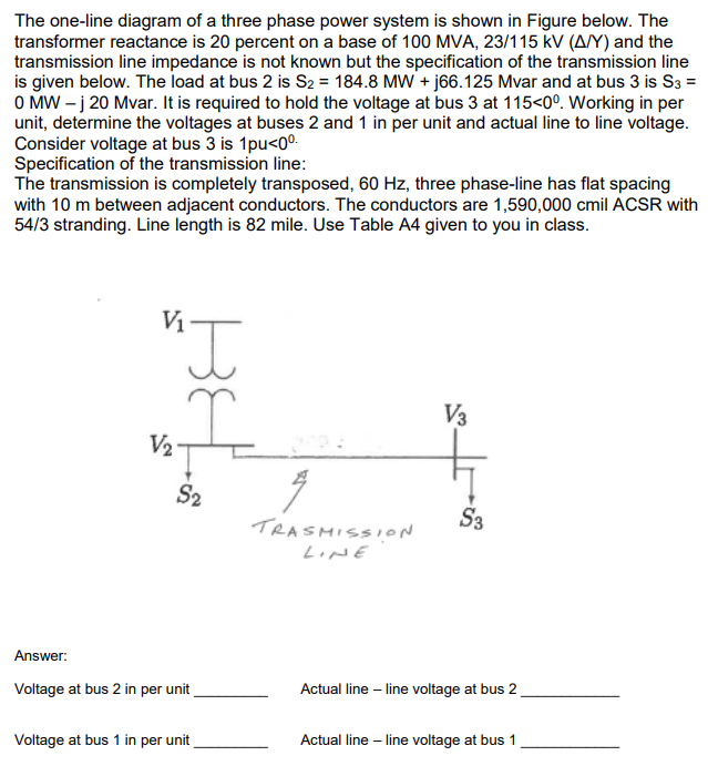 Solved The one-line diagram of a three phase power system is | Chegg.com