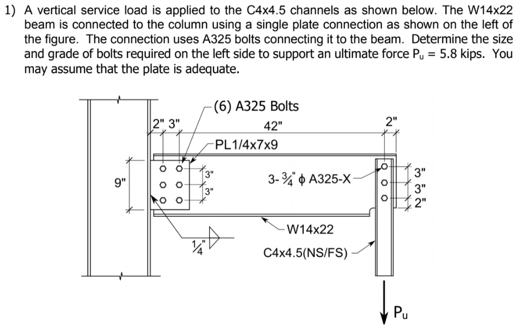 Solved beam is connected to the column using a single plate | Chegg.com