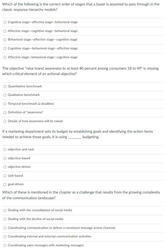 Solved Which of the following is the correct order of stages | Chegg.com