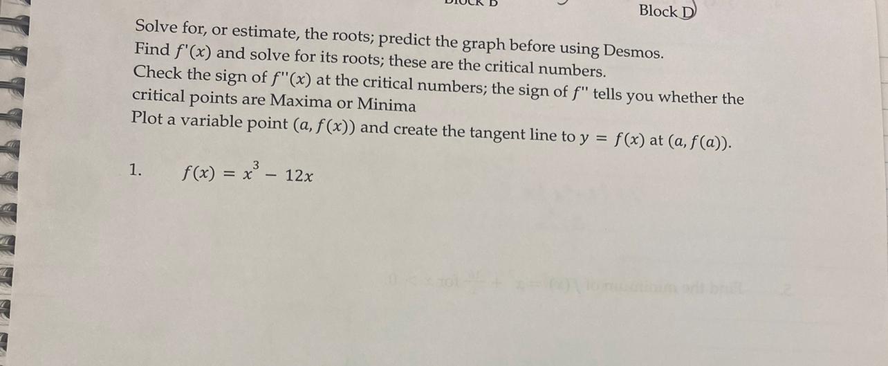 Solved Block D Solve for, or estimate, the roots; predict | Chegg.com
