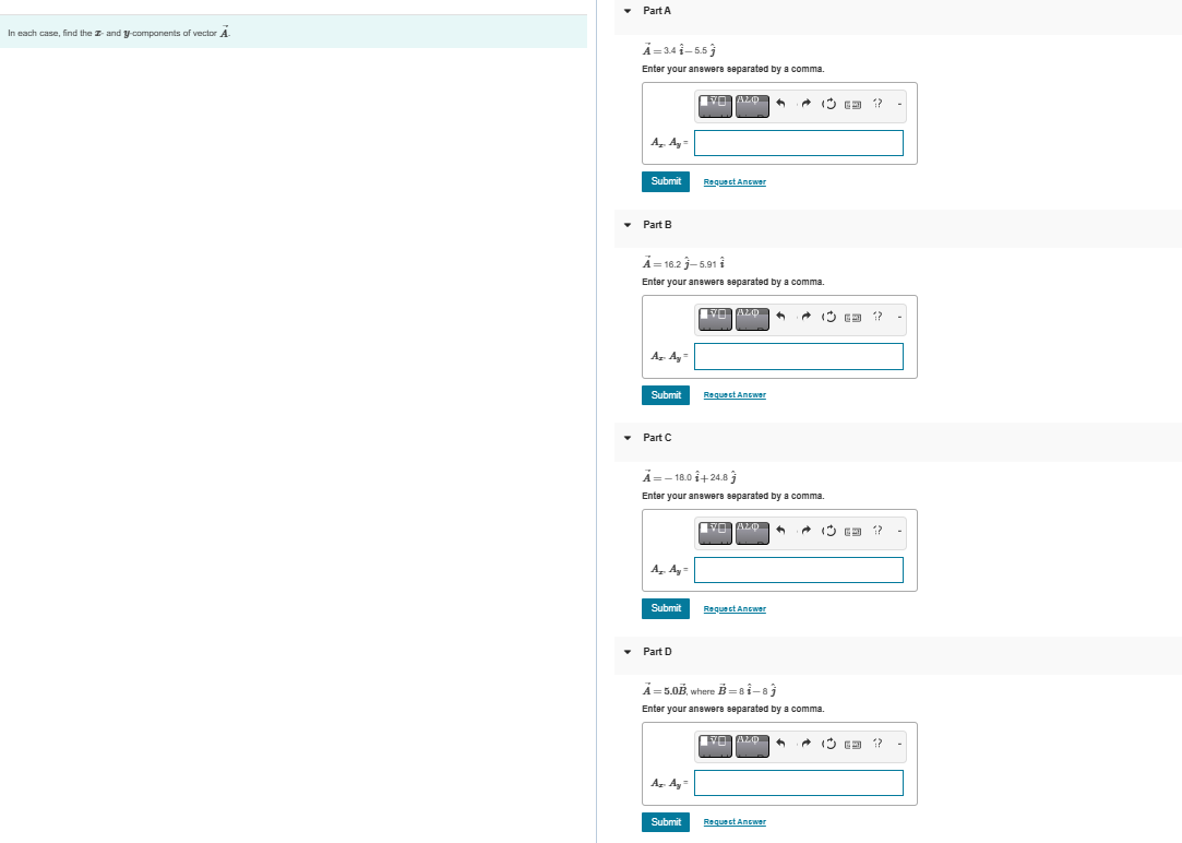 Solved In each case, find the X - and y-components of vector | Chegg.com