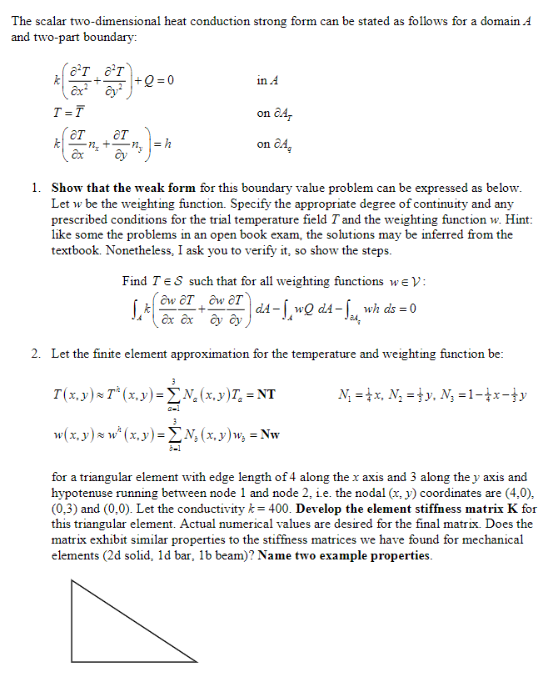 Solved The Scalar Two Dimensional Heat Conduction Strong
