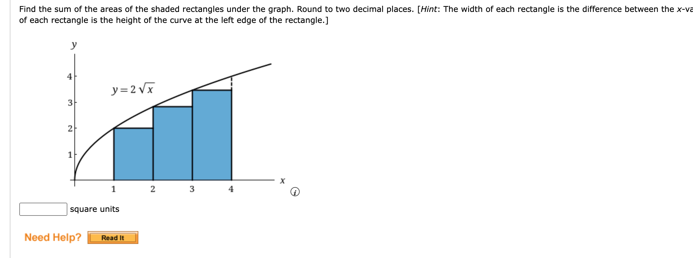 Solved Find the sum of the areas of the shaded rectangles | Chegg.com