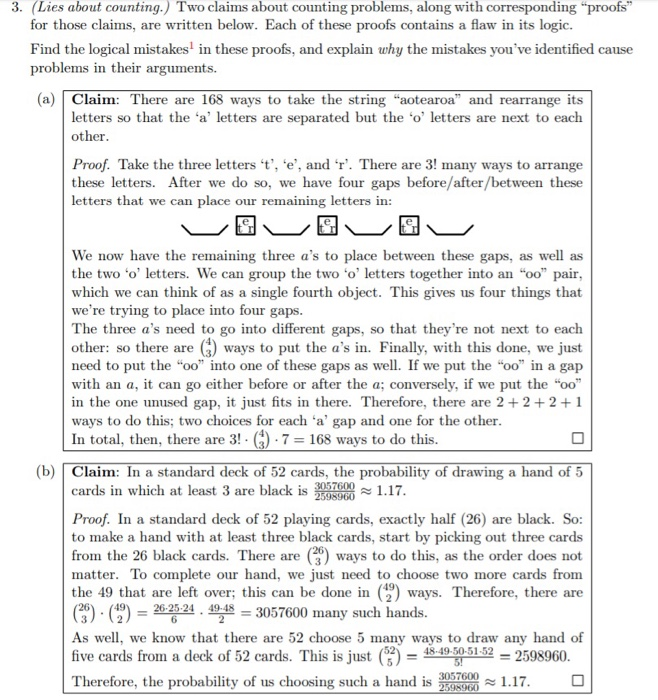 Solved 3. (Lies about counting.) Two claims about counting | Chegg.com