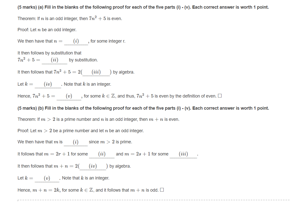 Solved (a) Fill in the blanks of the following proof for | Chegg.com