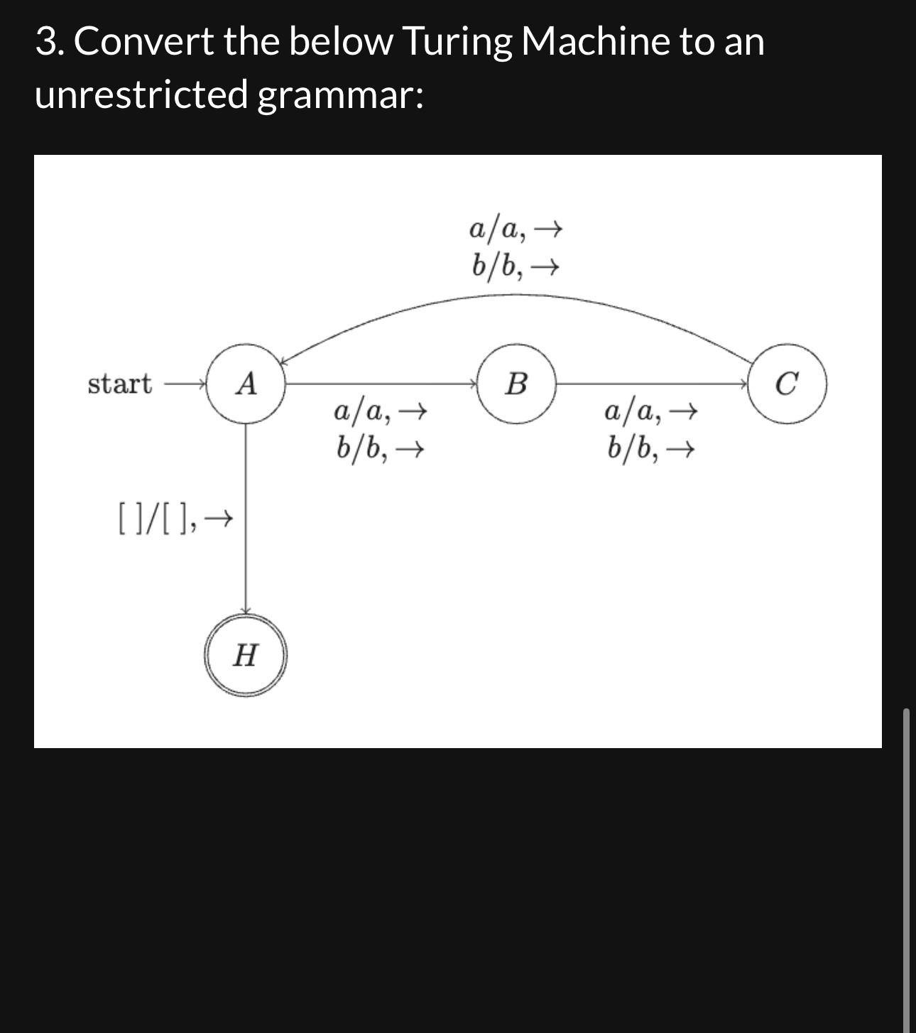 Solved 3. Convert the below Turing Machine to an | Chegg.com