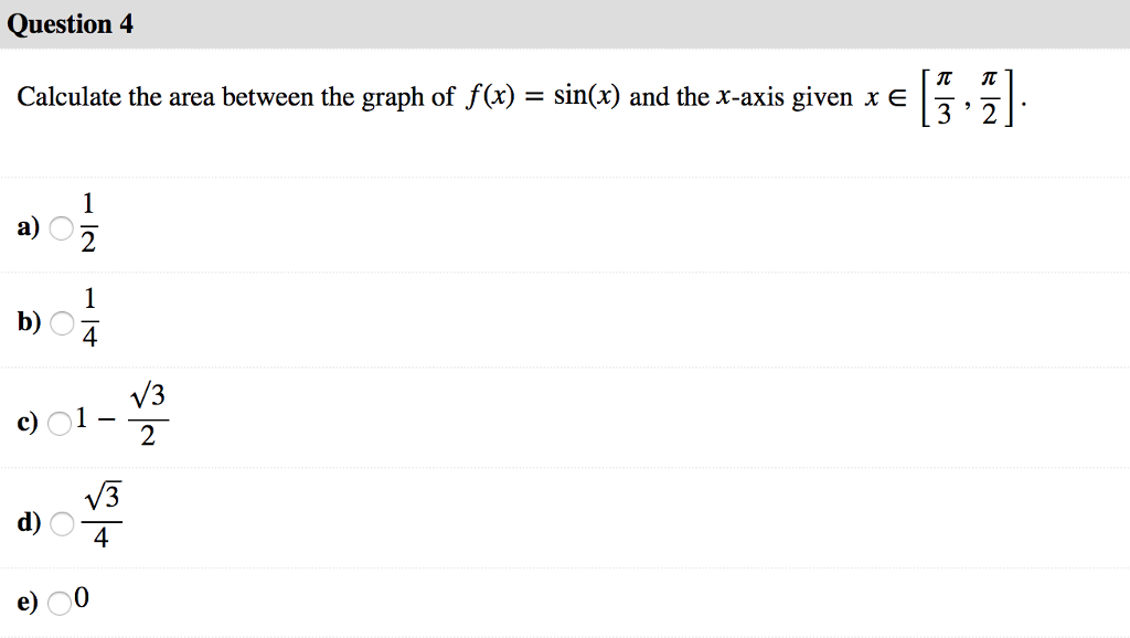 Solved Question 4 e? ?? Calculate the area between the graph | Chegg.com