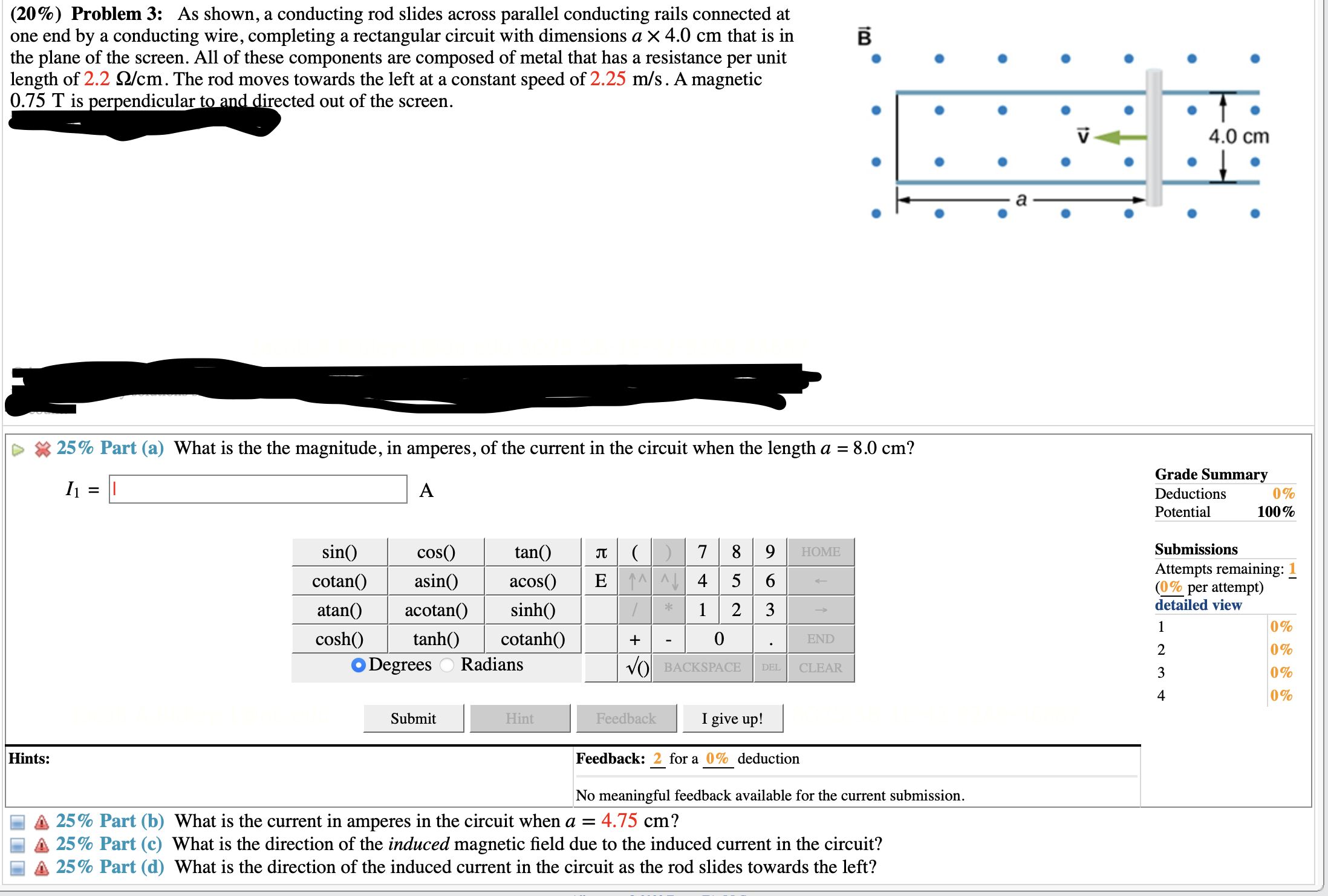 Solved (20%) ﻿Problem 3: As shown, a conducting rod slides | Chegg.com