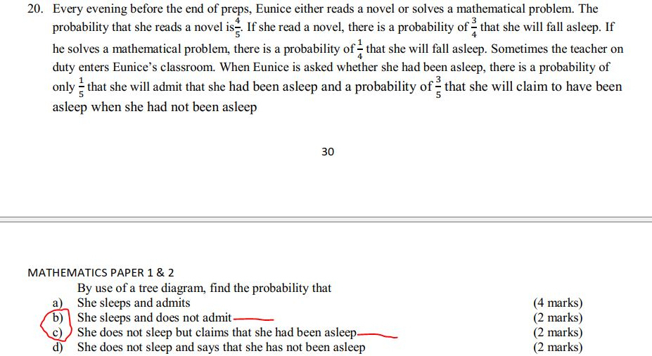 Solved MATHEMATICS PAPER 1 ﻿& 2By use of a tree diagram, | Chegg.com