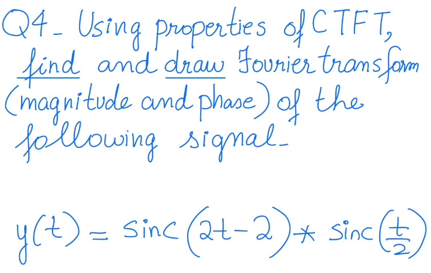 Solved Q4 - Using properties of CTFT, find and draw founier | Chegg.com