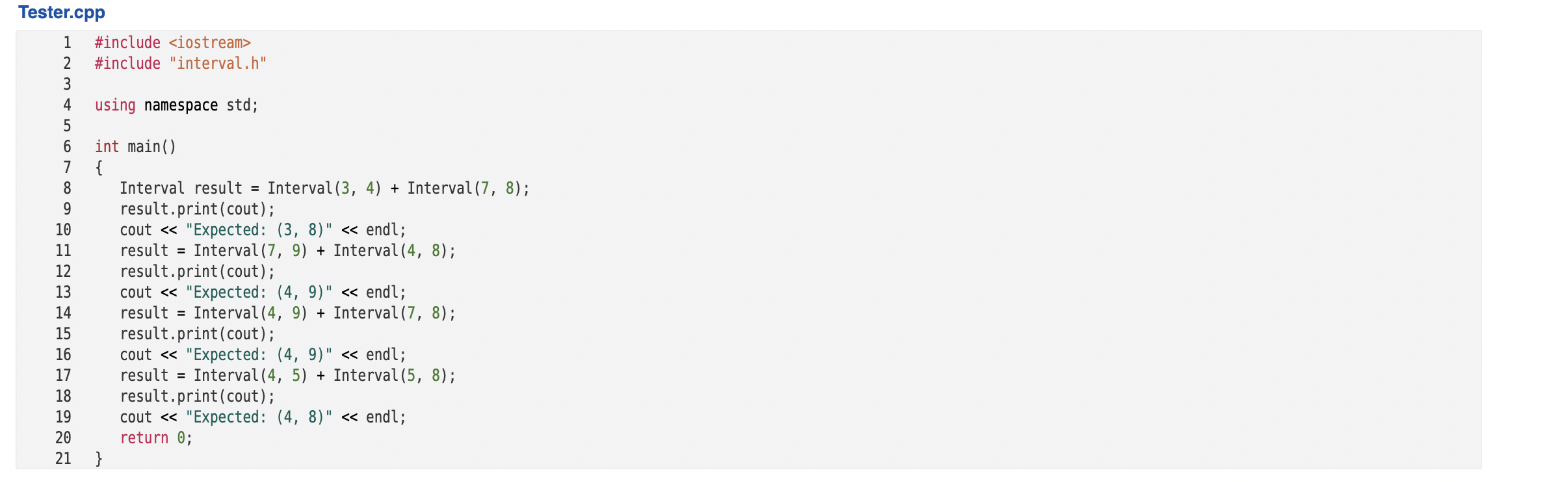 Solved c++ An interval is a range of numbers between | Chegg.com