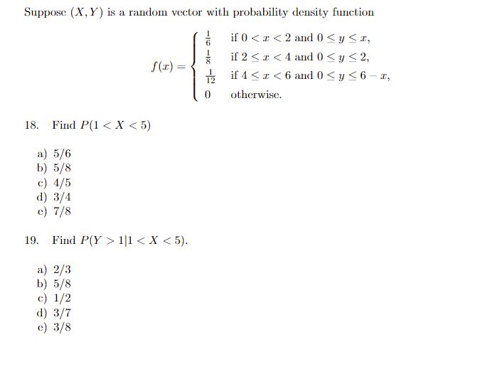 Solved Suppose (X,Y) is a random vector with probability | Chegg.com