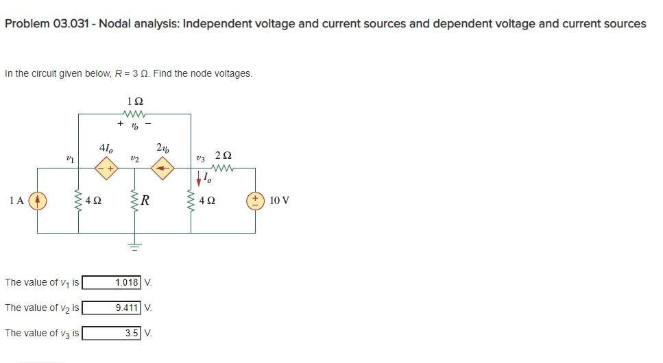 Solved Problem 03.031 - Nodal analysis: Independent voltage | Chegg.com