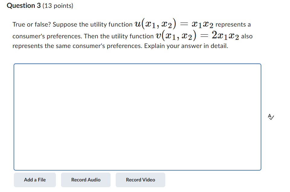 Solved Question 3 (13 ﻿points)True or ﻿false? Suppose the | Chegg.com