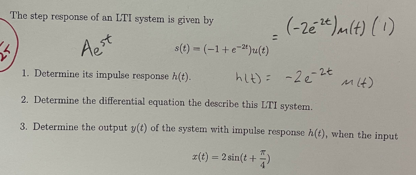 Solved The step response of an ﻿LTI system is ﻿given | Chegg.com
