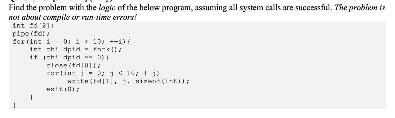 Solved Find The Problem With The Logic Of The Below Program 