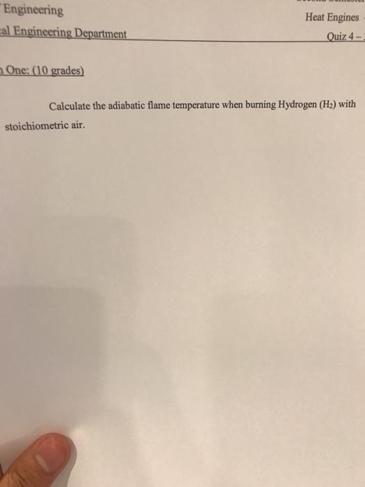 Solved Calculate the adiabatic flame temperature when | Chegg.com