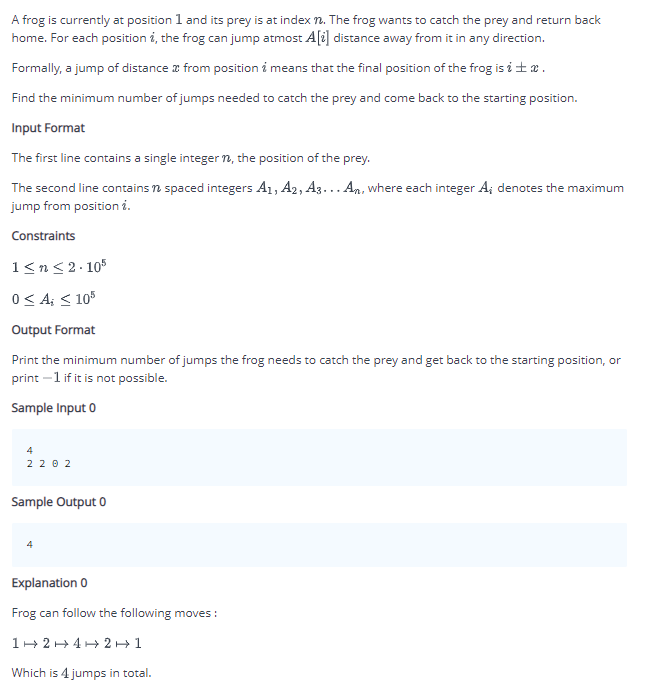 Solved A frog is currently at position 1 and its prey is at | Chegg.com