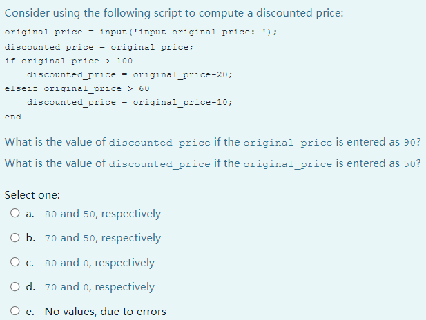 Solved = = Consider using the following script to compute a | Chegg.com