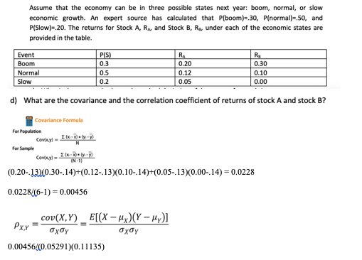 Solved Assume that the economy can be in three possible | Chegg.com